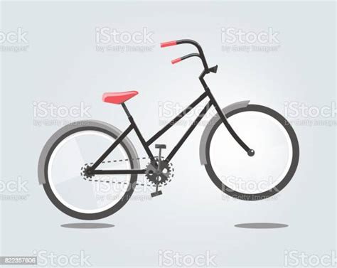 검은 회색 배경에 고립 된 빨간 좌석 자전거 벡터 만화 스타일의 일러스트 레이 션 건강한 생활방식에 대한 스톡 벡터 아트 및