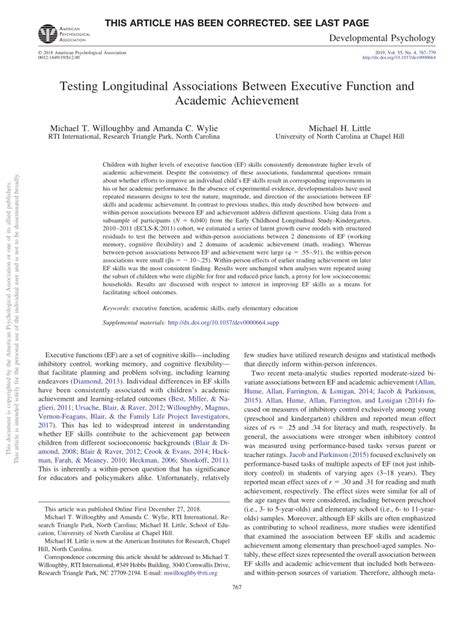 Testing Longitudinal Associations Between Executive Function And