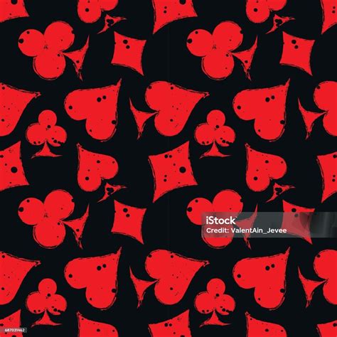 벡터 원활한 그런 패턴입니다 잉크 오 점 붓과 카드 게임의 부호의 지저분한 그래픽 일러스트 끝 없는 배경 게임 및 도박 원활한 벡터 패턴의 시리즈입니다 패턴에 대한 스톡