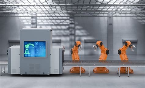 Premium Photo Automation Industry Concept With 3d Rendering Robot