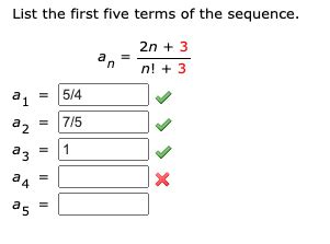 Solved List The First Five Terms Of The Sequence Chegg