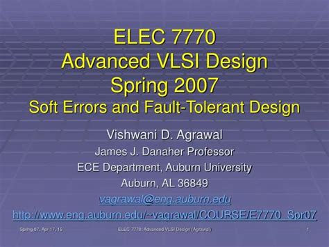 Ppt Elec 7770 Advanced Vlsi Design Spring 2007 Soft Errors And Fault