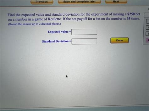 find the expected value and standard deviation for