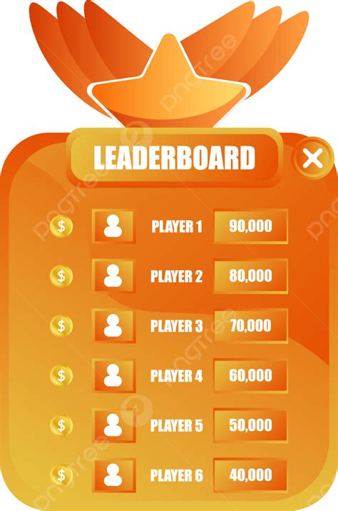 오렌지 그라디언트 리더 보드 벡터 Png 간단한 디자인 일러스트 레이션 핸드폰 게임 게임 레트로 Png 일러스트 및 벡터
