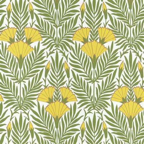 Papier Peint Floral Fanfare Jaune Et Vert 31117101 De La Collection Papier Peint Vanda • 1838
