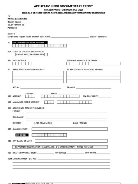 Format Lc Application Pdf Letter Of Credit Debits And Credits