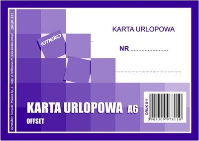 KARTA Urlopowa A Druk Offset Emeko Oficjalne Archiwum Allegro