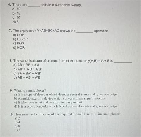 Solved 6 There Are Cells In A 4 Variable K Map A 12 B 18