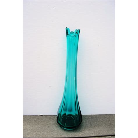 Mid Century Modern Blue Stretch Glass Vase Chairish