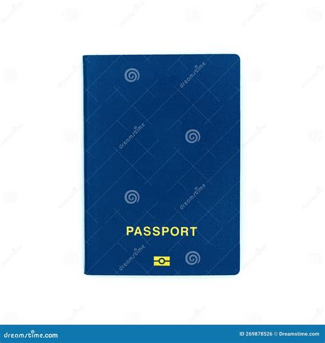 One Blank Blue Passport On White Background With Clipping Path