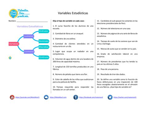 Tipos de variables estadísticas Ejercicios Resueltos PDF