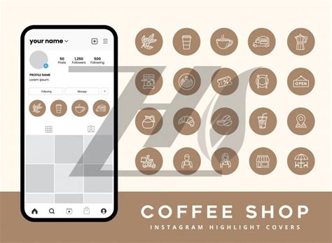 دانلود وکتور هایلایت استوری اینستاگرام کافی شاپ دانلود رایگان فایل لایه باز، Psd، وکتور، لوگو