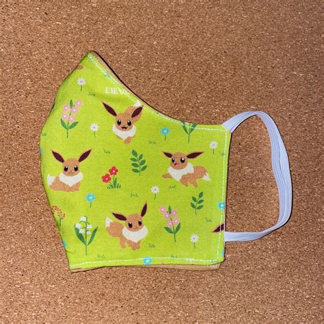 Green Eevee Face Mask Pokémon Washable Face Mask Reusable Etsy