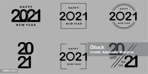 2021 년 새해 복 많이 받으는 로고 디자인의 큰 세트 2021 년 새해 복 많이 받으세요 컬렉션 블랙 랩 2021벡터 그림과