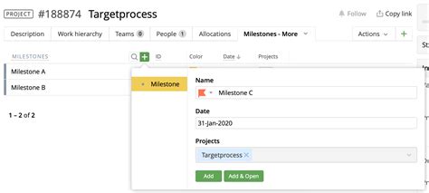 Milestones Targetprocess Enterprise Agility Solution
