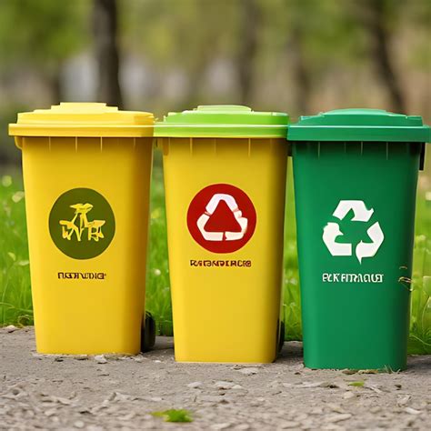 Premium Photo A Yellow And Green Recycling Bin With The Word