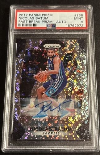 Psa 9 2017 Panini Prizm Nicolas Nick Batum Fast Break Auto Autograph