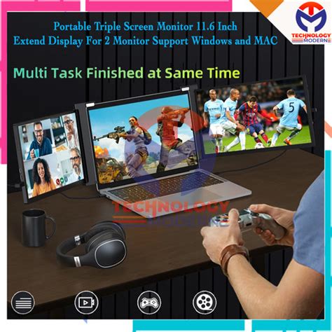 Jual Triple Monitor Portabel 3 Screen 11 6 Inch Extend Display Support Windows Mac Jakarta