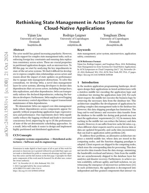 Yongluan Zhou On Linkedin Pdf Rethinking State Management In Actor