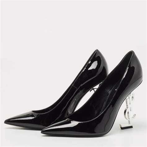 Saint Laurent Paris Black Patent Leather Opyum Pointed Toe Pumps Size