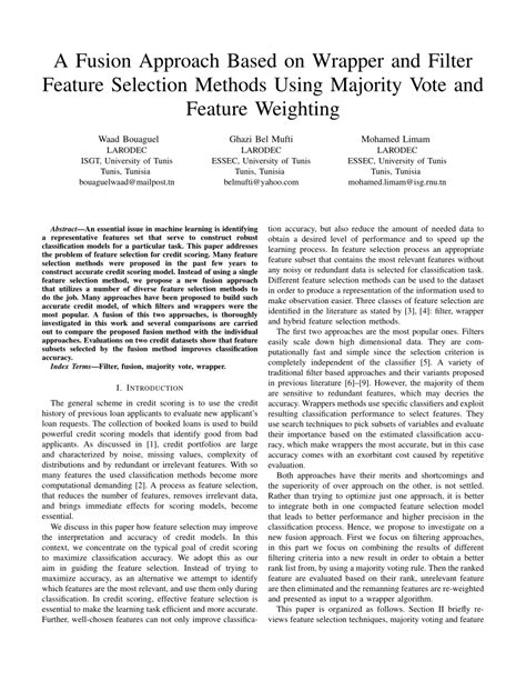 Pdf A Fusion Approach Based On Wrapper And Filter Feature Selection Methods Using Majority