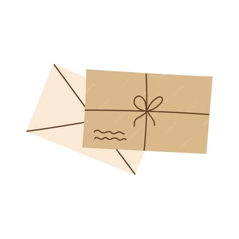Premium Vector Envelope With A Bow Paper Letter In Brown Kraft