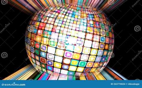 Colorful Pixels On Rotating Sphere Stock Illustration Illustration Of