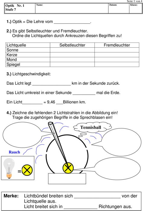 Klassenarbeit Zu Optik