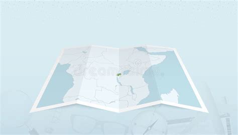 Map Of Rwanda With The Flag Of Rwanda In The Contour Of The Map On A