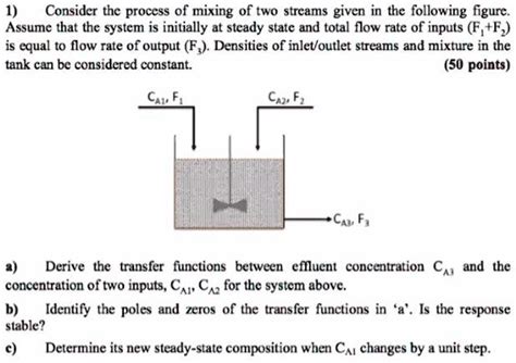 solved 1 consider the process of mixing of two streams given in the