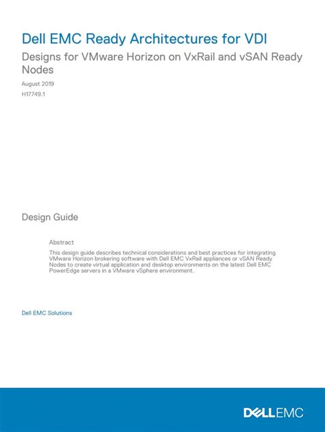 Pdf Dell Emc Ready Architectures For Vdi · Dell Emc Ready Architectures For Vdi On Vsan Based