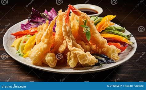 Assorted Crispy Veg Tempura Plate Stock Image