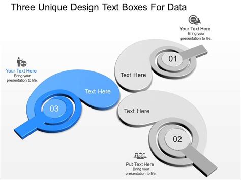 No Three Unique Design Text Boxes For Data Powerpoint Temptate PowerPoint Slide Clipart