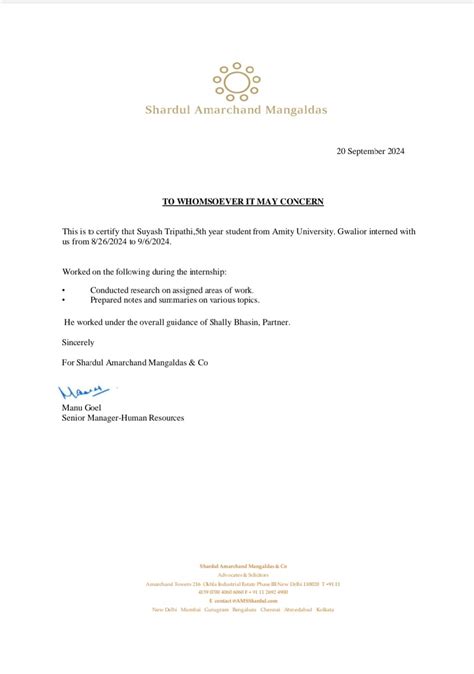 Thrilled To Have Completed My Internship In Dispute Resolution Team At