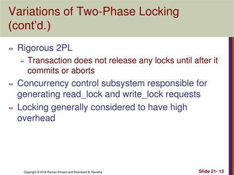 PPT Concurrency Control Techniques Overview Two Phase Locking