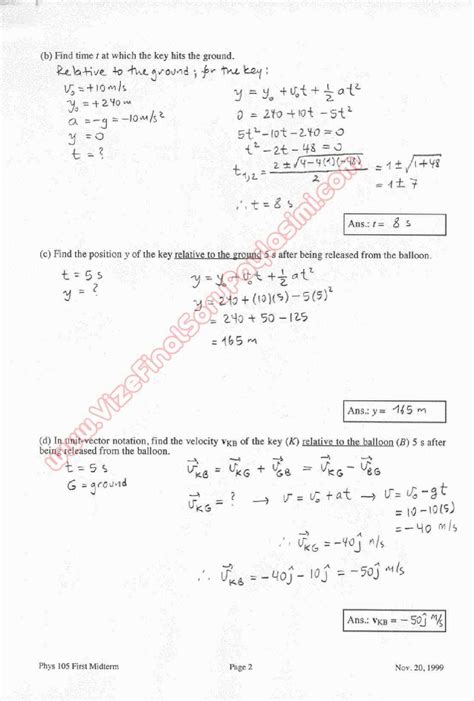 Physics First Midterm Questions And Solutions Sayfa Vize Ve Final Sorular Payla M
