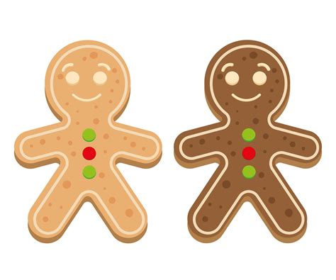 Gingerbread Man In Two Colors Set Christmas Cookies Happy Face