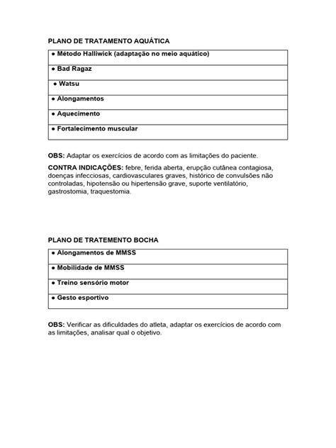 Plano De Tratamento Pdf