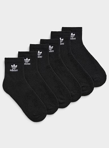 Black Trefoil Logo Ankle Socks 6 Pack Adidas Originals Womens