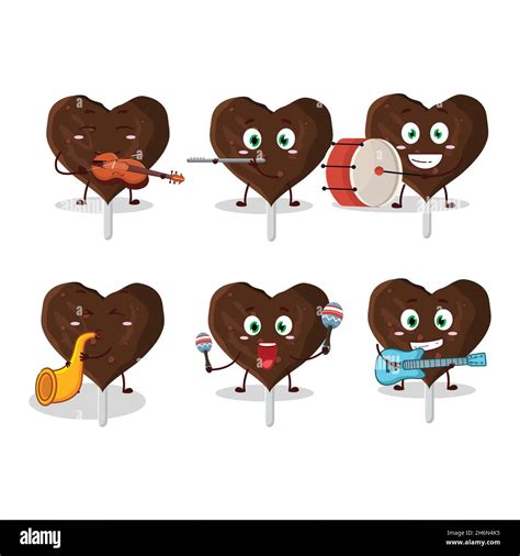 Cartoon Character Of Love Cookies Chocolate Candy Playing Some Musical