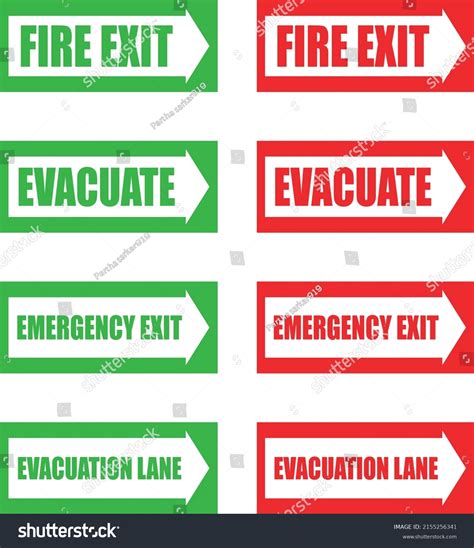 Set Emergency Exit Sign Fire Exit Stock Vector Royalty Free Shutterstock
