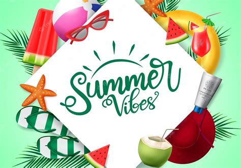 Premium Vector Summer Vibes Vector Banner Template Summer Vibes Text
