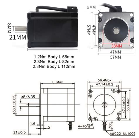 Mt2338 สเต็ปเปอร์มอเตอร์ Stepper Motor Nema23 82mm 57hs22 8 23nm Shaft