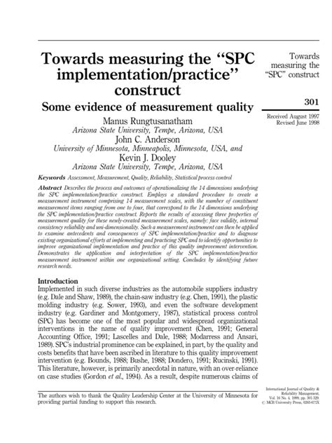 Towards Measuring The Spc Implementationpractice Construct Pdf