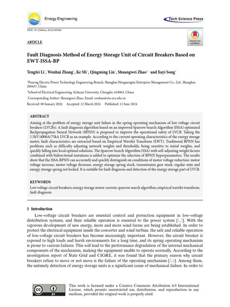 Fault Diagnosis Method Of Energy Storage Unit Of Circuit Breakers Based
