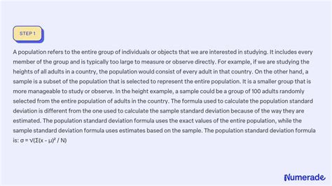 ⏩solvedcarefully Explain The Difference Between A Population And A Numerade