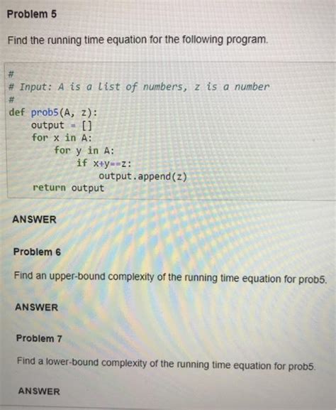 Solved Problem Find The Running Time Equation For The Chegg