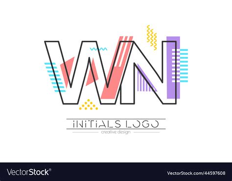Letters W And N Merging Of Two Initials Royalty Free Vector