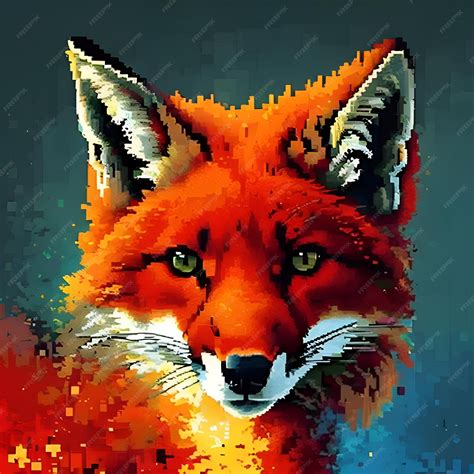 Premium Photo Red Fox Portrait In Pixel Art Style