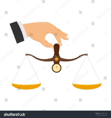 Hand Holding Scales Weigh Objects Scales Stock Vector Royalty Free